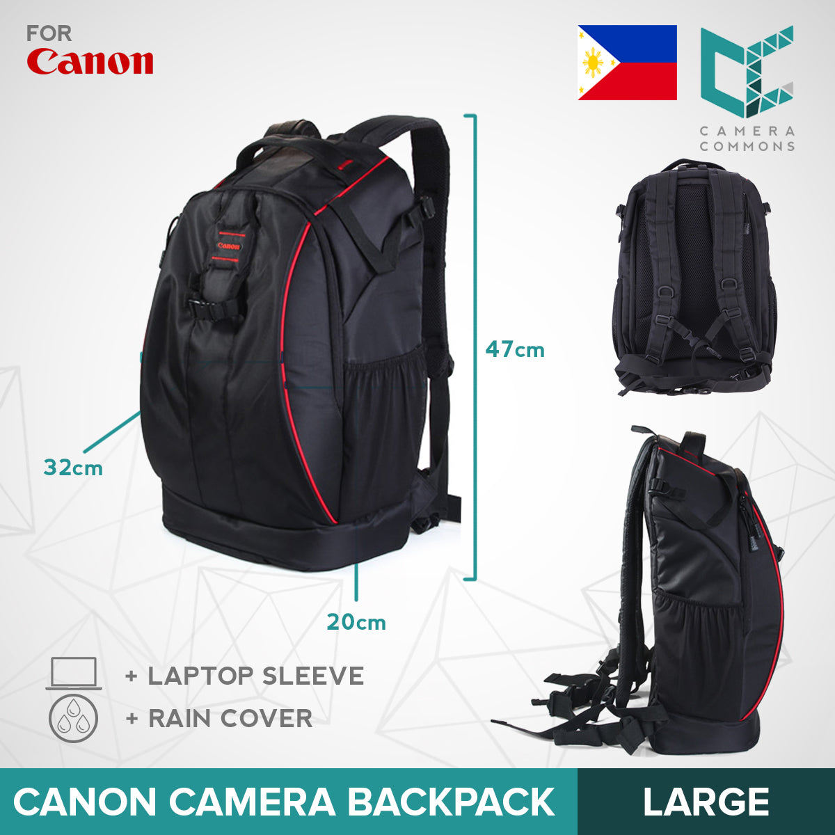 Canon Camera Backpack Large Bag with Free Rain Cover and Laptop Sleeve ...