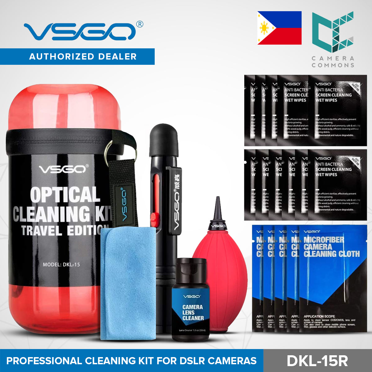 VSGO DKL-15R Travel Kit for Cleaning Lenses Air Blower Red – Camera Commons